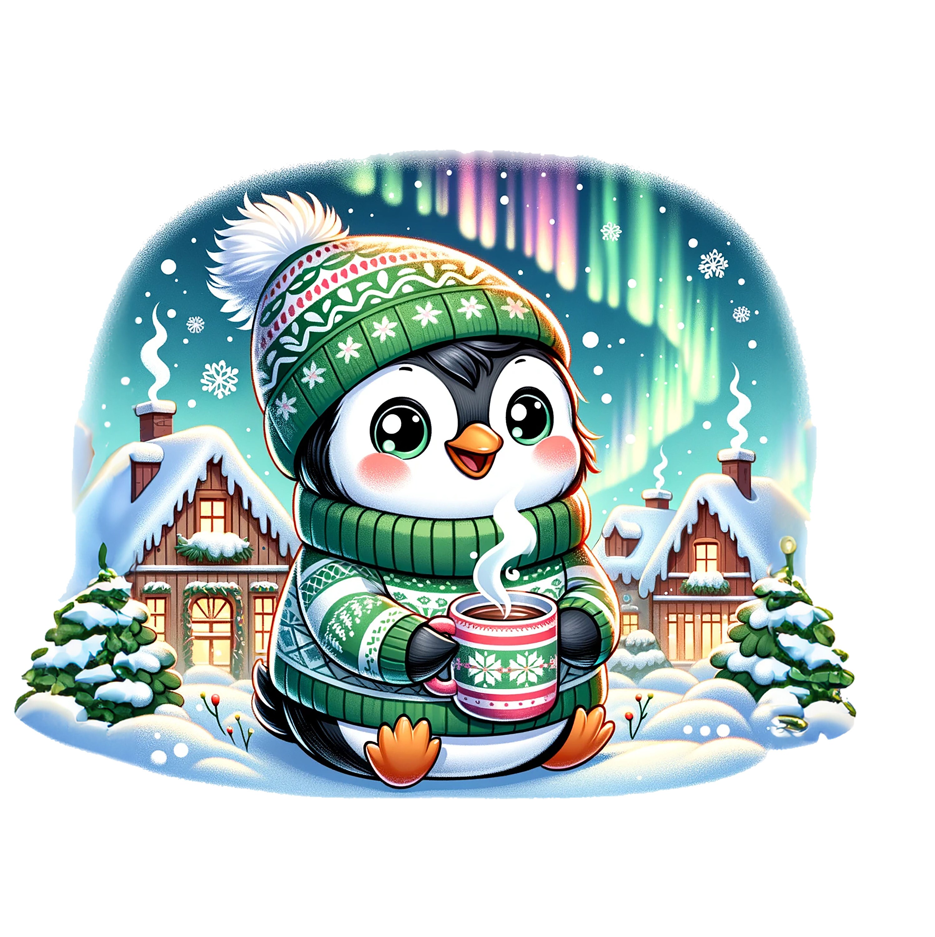 12 Winter Penguin Clipart PNG and JPG, Set 3, Christmas Penguin Clipart ...