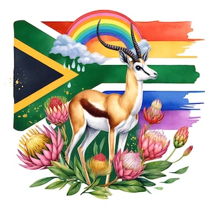 Watercolor African Springbok Clipart Bundle, 15 PNG/JPG South Africa ...