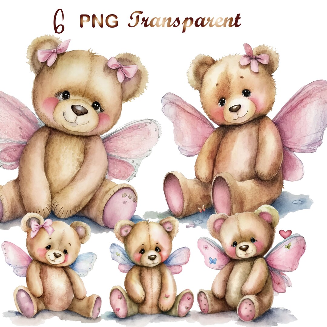 6 Watercolor Teddy Bear Clipart Png, Teddy Bear Png, Teddy, Bear ...