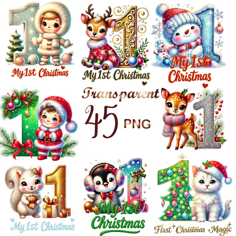 My First Christmas Baby Clipart Set – 45 Pngs Christmas Babys 1st ...