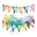 10 Watercolor Bunting Clipart,png, Birthday Party Clipart, Happy ...