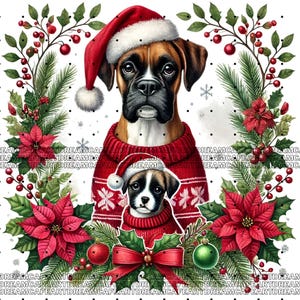 30 PNG, Christmas Boxers Clipart Bundle,festive Dog Illustrations ...