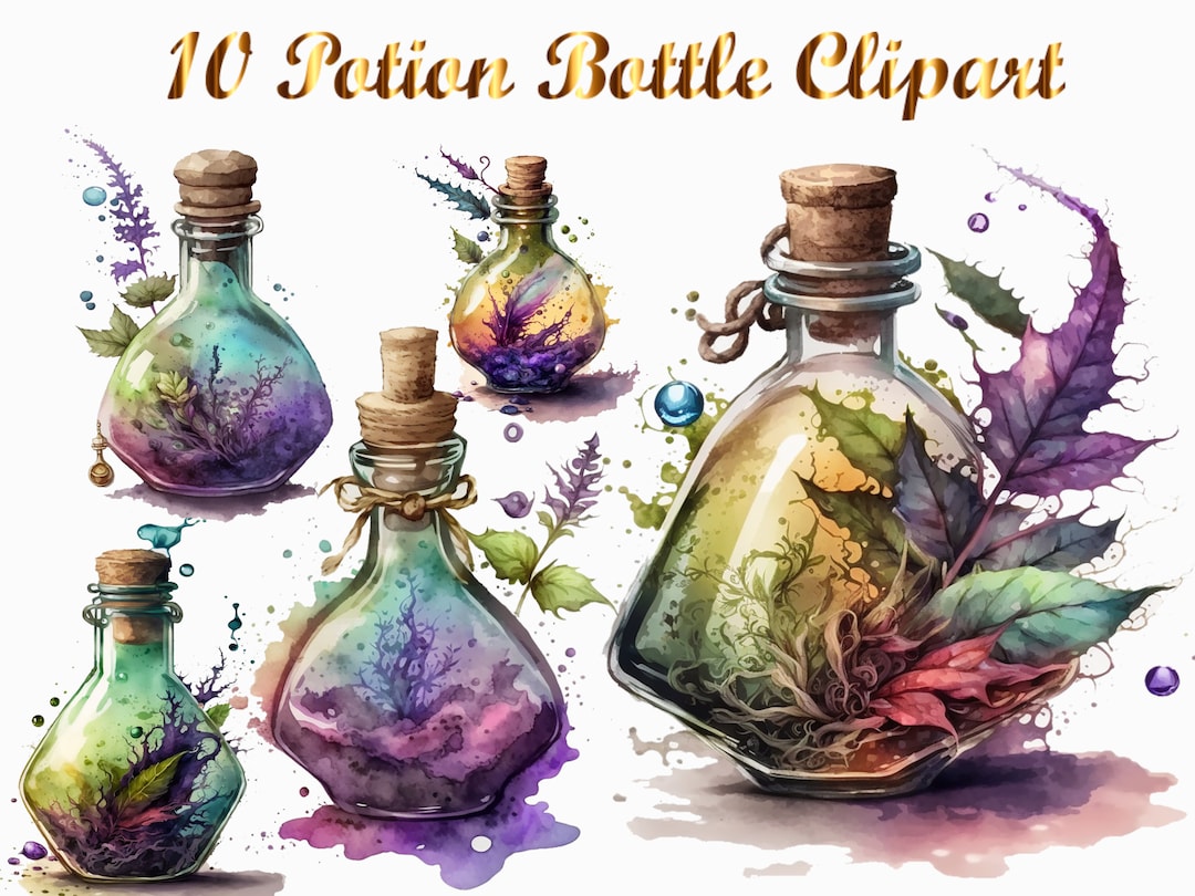 10 Potion Bottles Clipart, Potion Bottle Png, Halloween Png ...