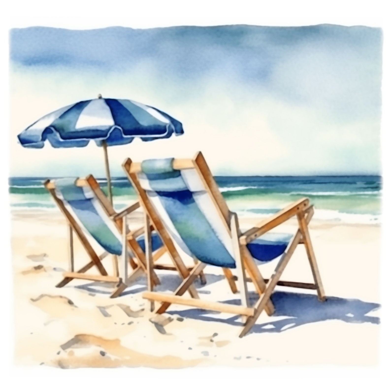 10 Beach Views Watercolor Clipart, High Quality Jpgs,commercial Use ...