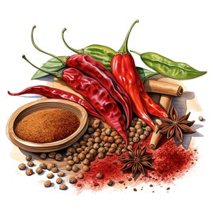 43 PNG, Watercolor Spices Clipart, Food Clipart Bundle,ginger Clipart ...