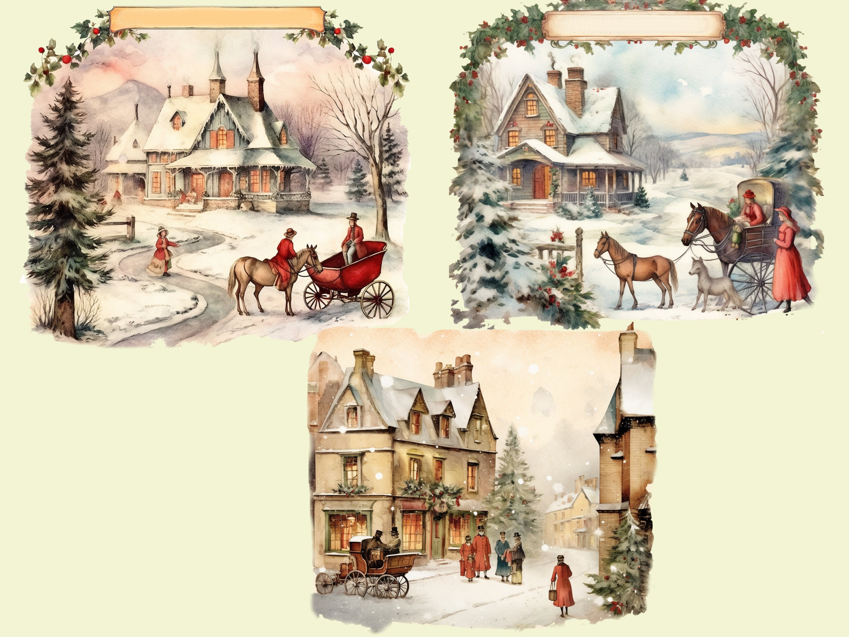 10 Watercolor Christmas Clipart PNG, Christmas Clipart Png, Christmas ...