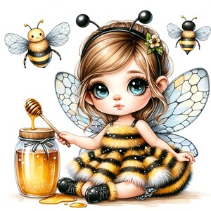 27 PNG Bee Fairy Clipart Bundle, Bee Fairy Clipart, Watercolor Bee ...