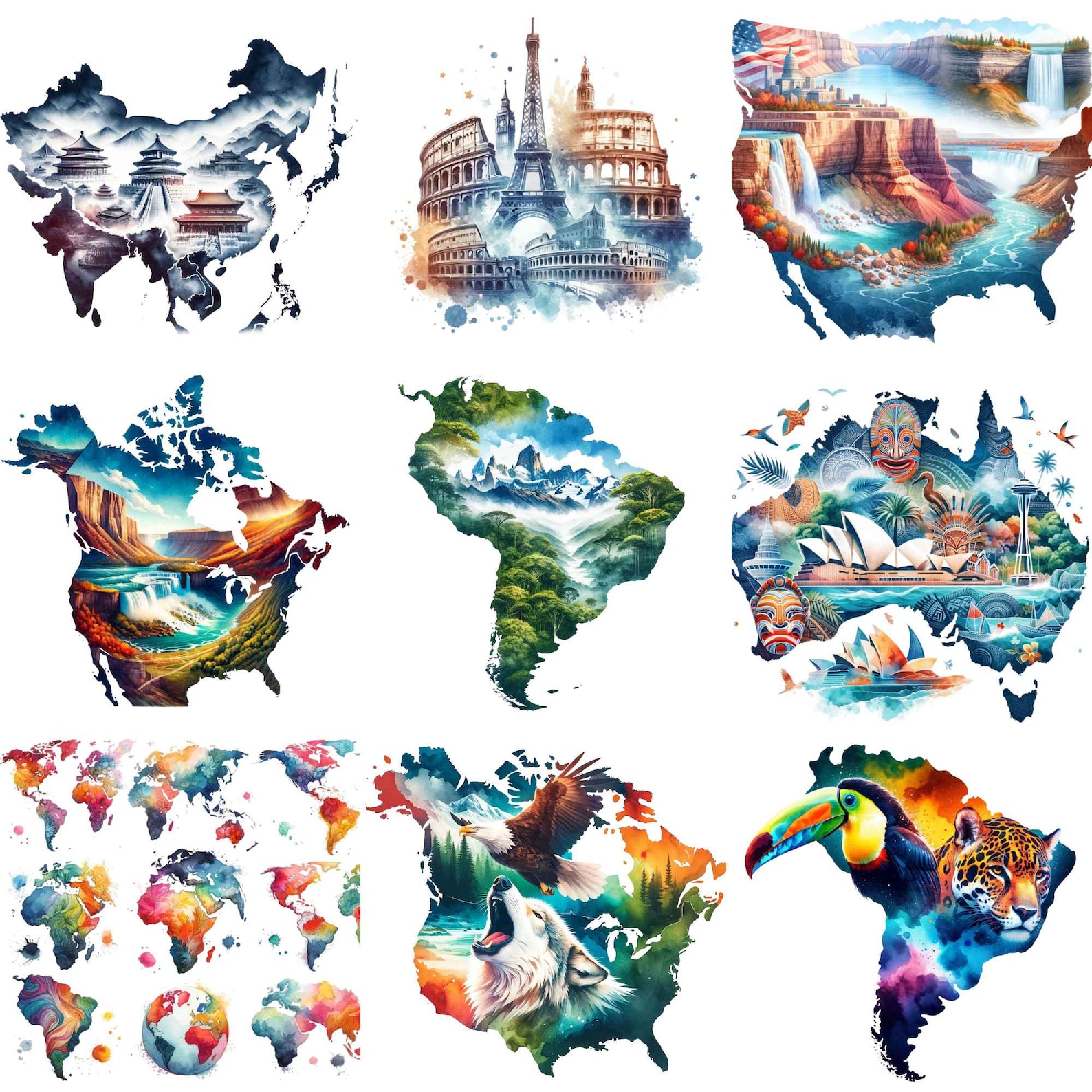 36 Continent Clipart, Continents Clipart, Continent Art, Continent Map ...