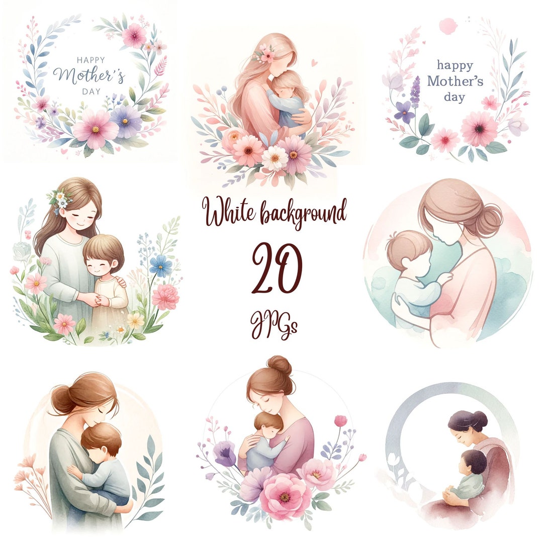 20 Jpgs, Mothers Day Clipart, Happy Mother's Day Clipart, Mother's Day ...