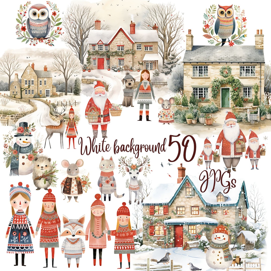 50 Christmas Winter Clipart - High Quality Jpgs - Digital Planner, Junk ...