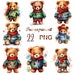 22 Watercolor Teddy Bear in a Sweater Clipart Png, Teddy Bear Clipart ...