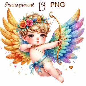 13 PNG Watercolor Valentine's Day Cupid Clipart, Valentines Day Cute ...