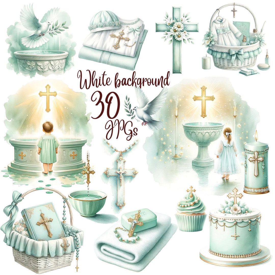 30 JPG Baby Baptism Clipart, Religious Clip Art, Christening Graphics, Catholic Illustrations ...