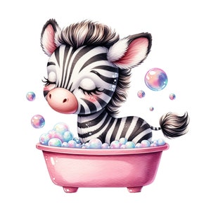 40 PNG, Watercolor Baby Zebra Clipart Bundle, Cute Zebra Clipart ...