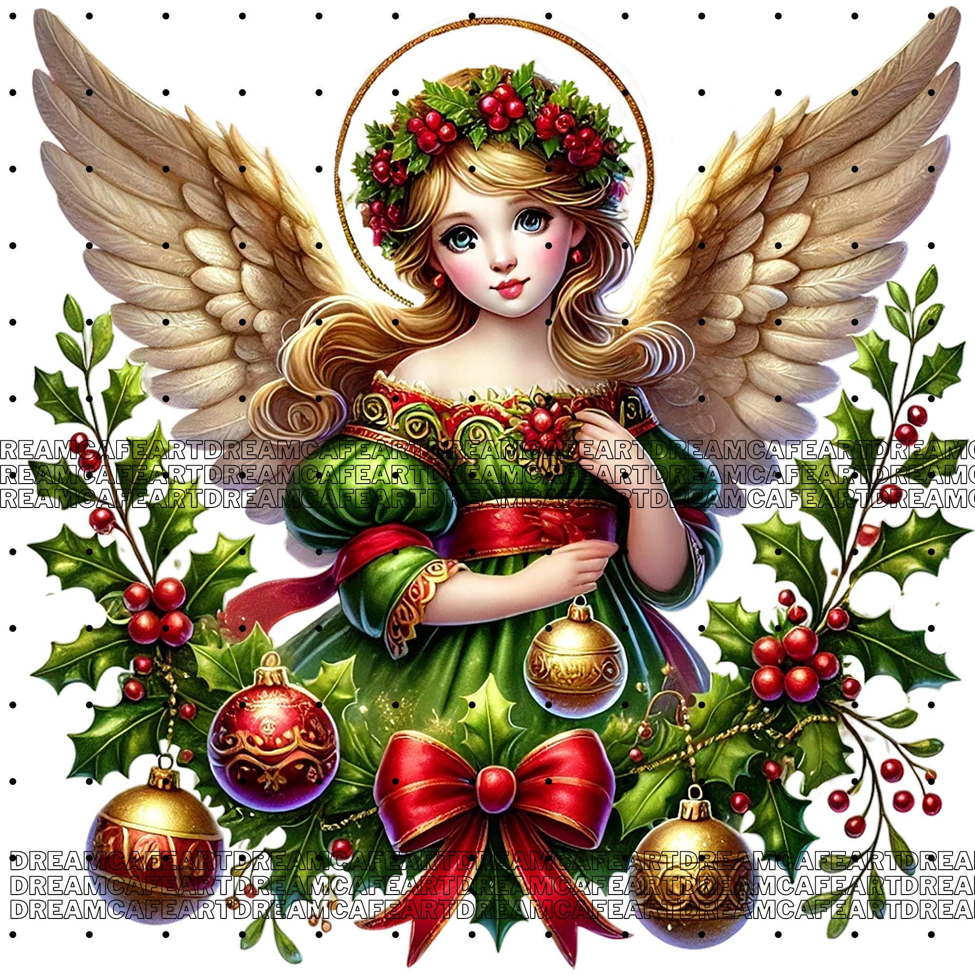 40 PNG, Christmas Angels Clipart Bundle, Set2, Winter Illustrations ...