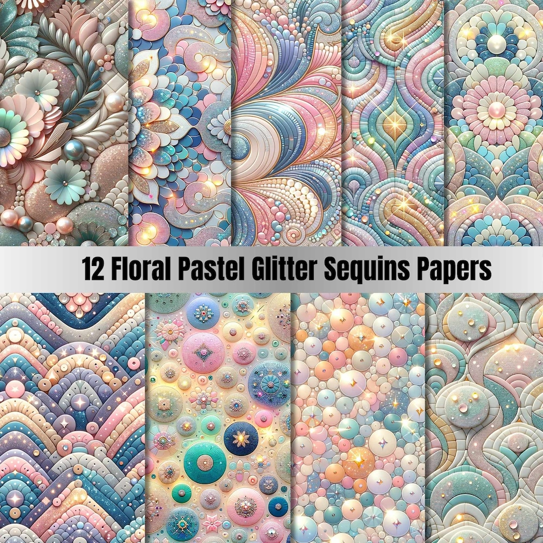 12 Printable Sequins Digital Paper,jpgs,glitter Background,floral ...