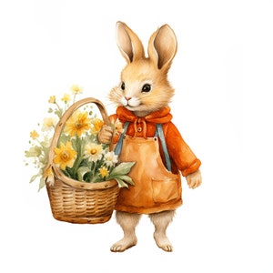 25 Jpgs Spring Rabbit Clipart, Printable Watercolor Clipart, Sping ...