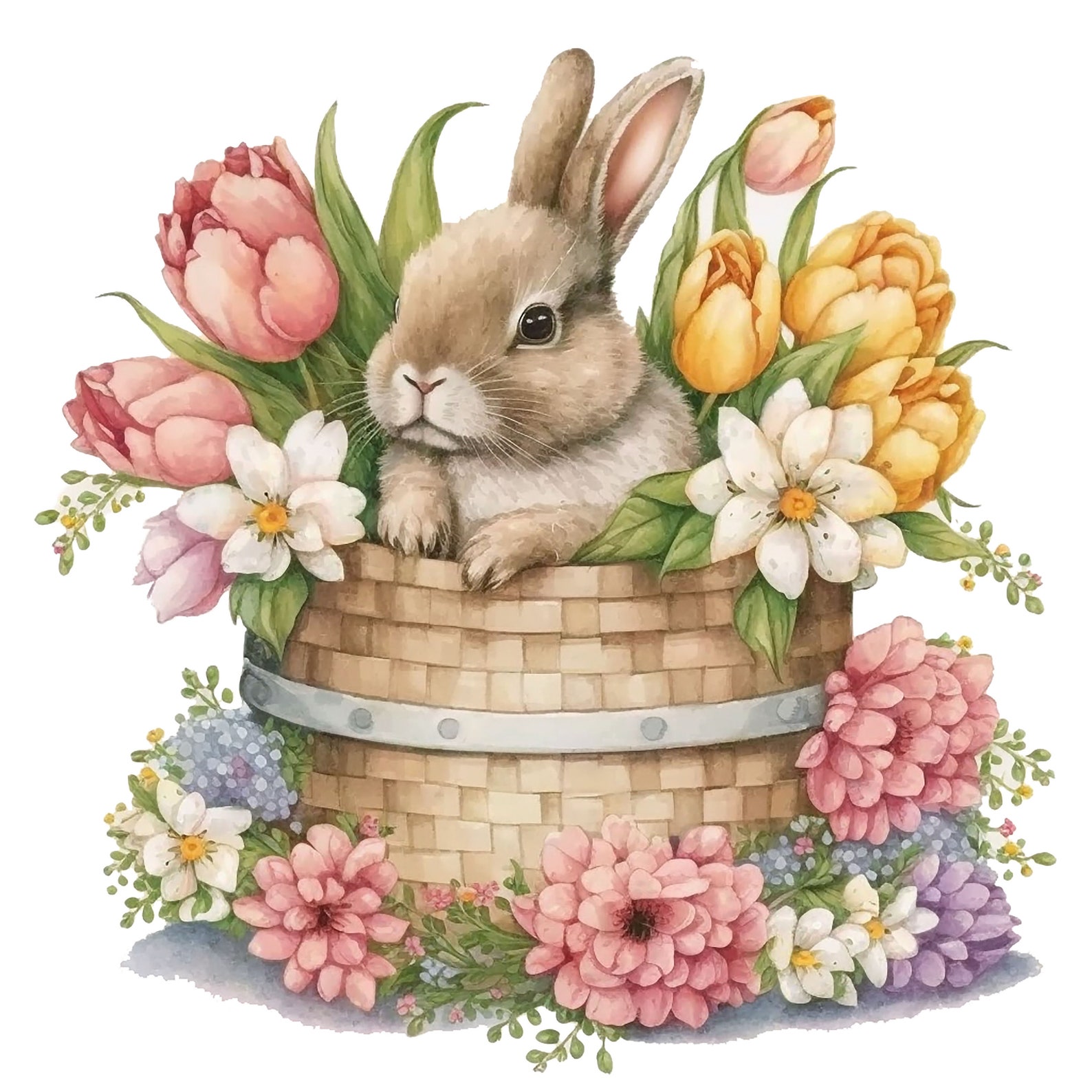 10 Jpgs, Easter Bunny Basket Clipart, Commercial Use, Digital Download ...