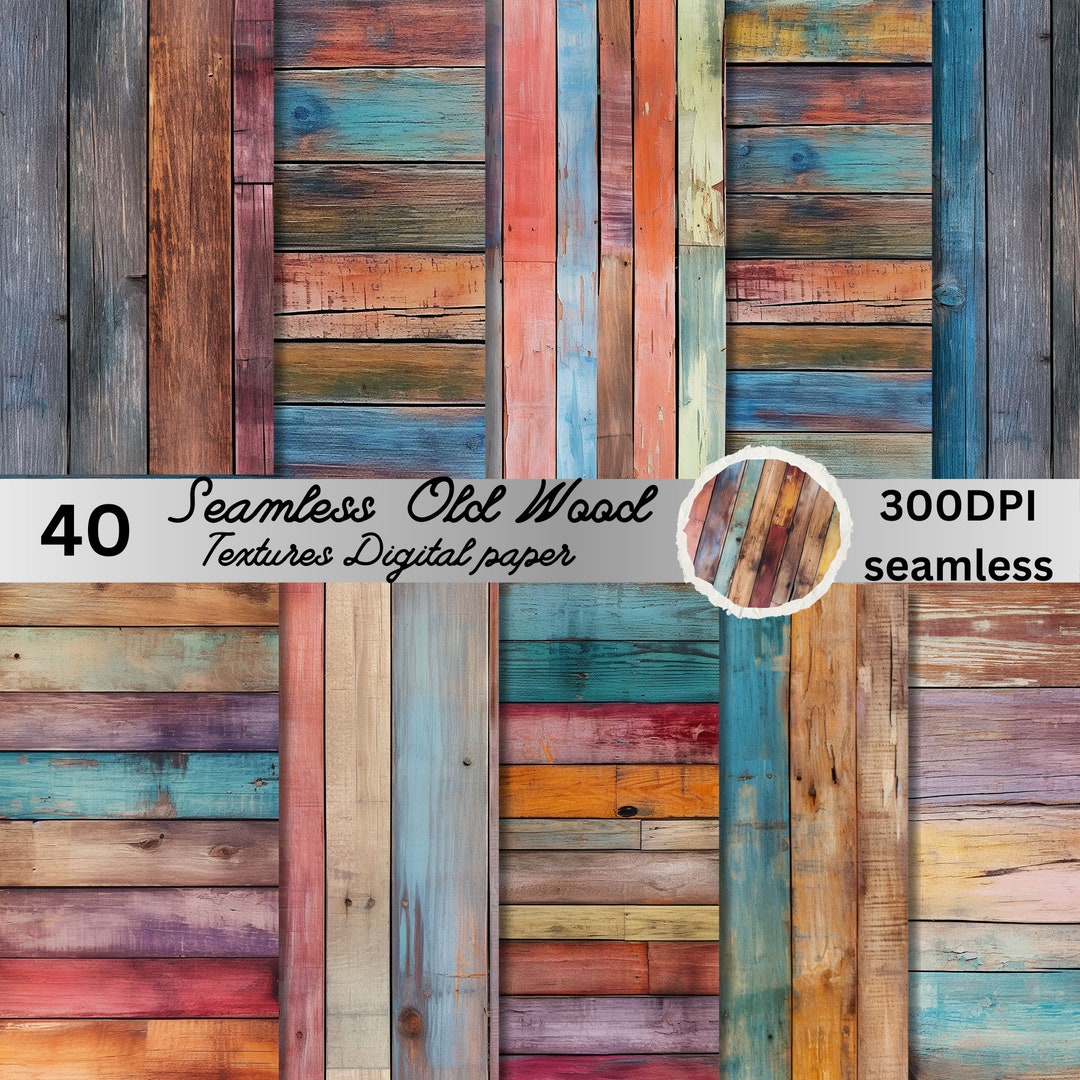 40 Seamless Old Beach Wood Textures Digital Paper, Seamless Pattern ...