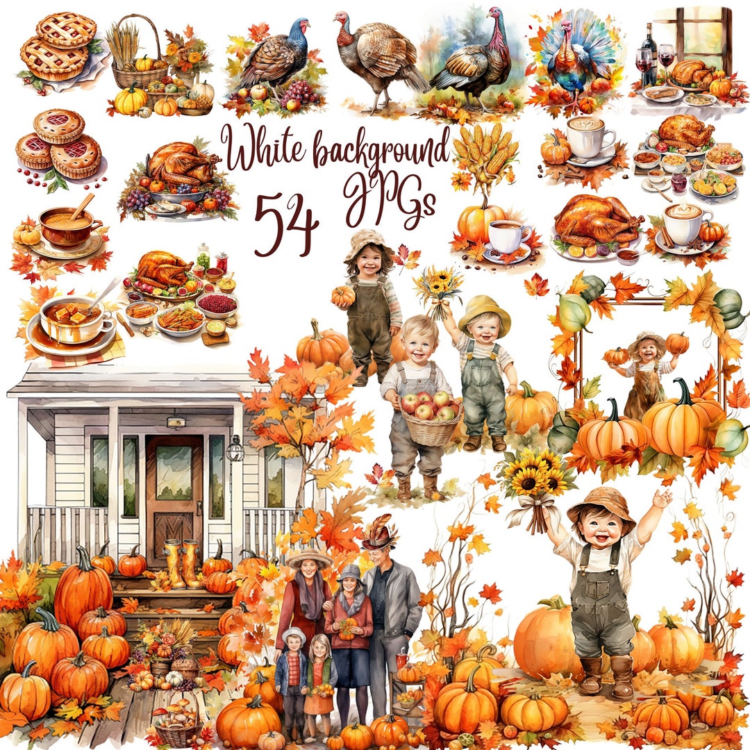 54 Thanksgiving Clipart, Jpgs, Hello Fall Clipart, Fall Vibes, Pumpkin ...