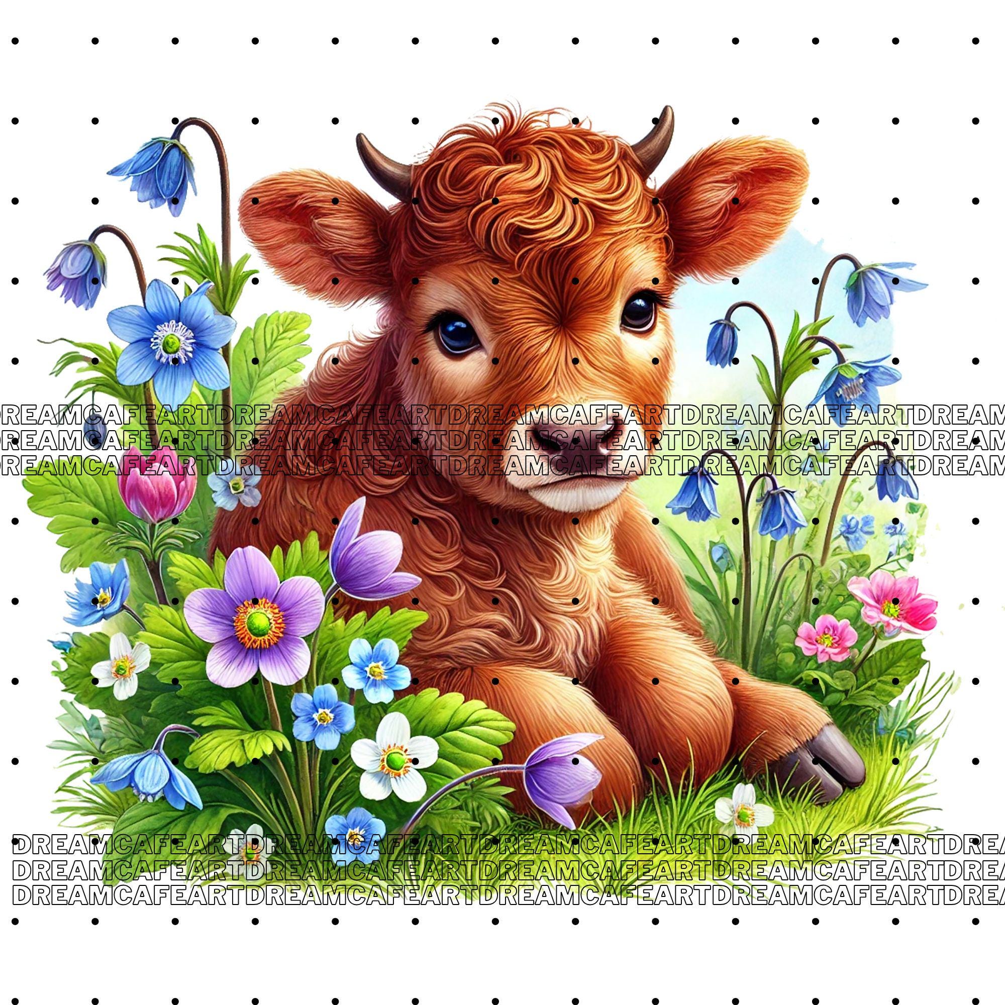 70 PNG Spring Highland Cow Clipart Bundle, Flower Highland Cow Clipart ...