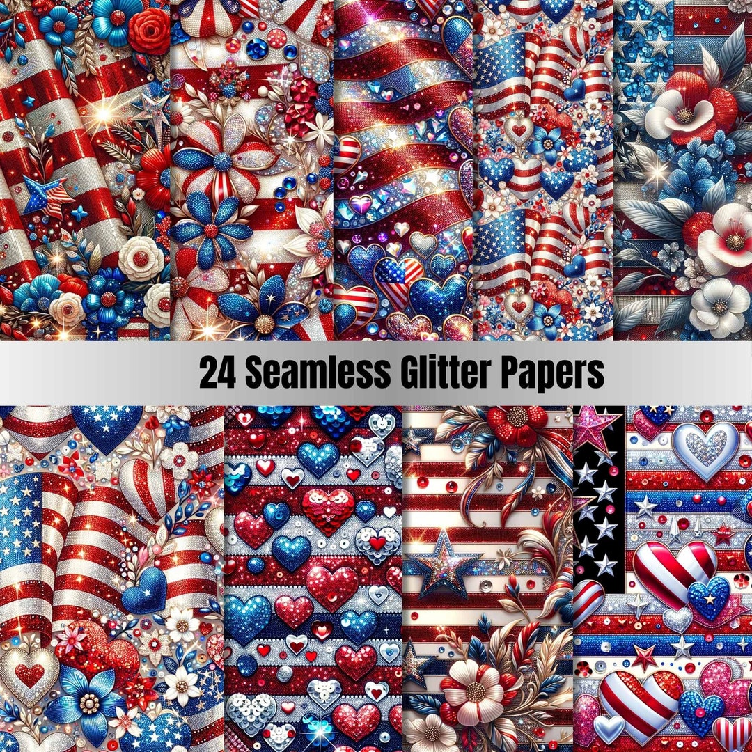 24 American Digital Papers,4th of July Digital Papers,american Digital ...