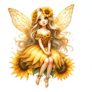 26 PNG, Sunflower Fairy Clipart Bundle, Sunflower Fairy Clipart ...