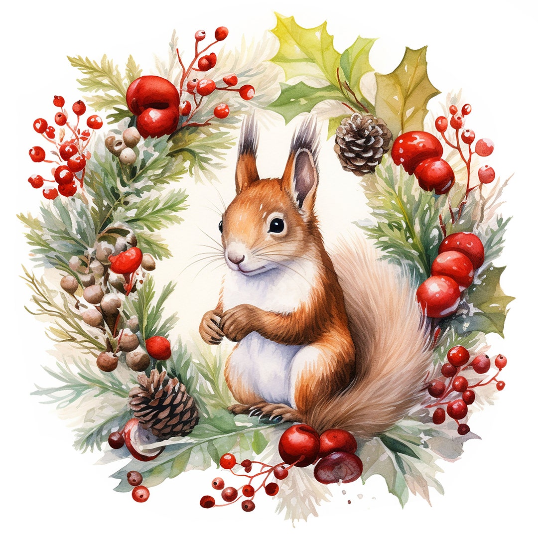 12 Christmas Squirrel Clipart Jpgs, High Quality Jpgs, Digital Download ...