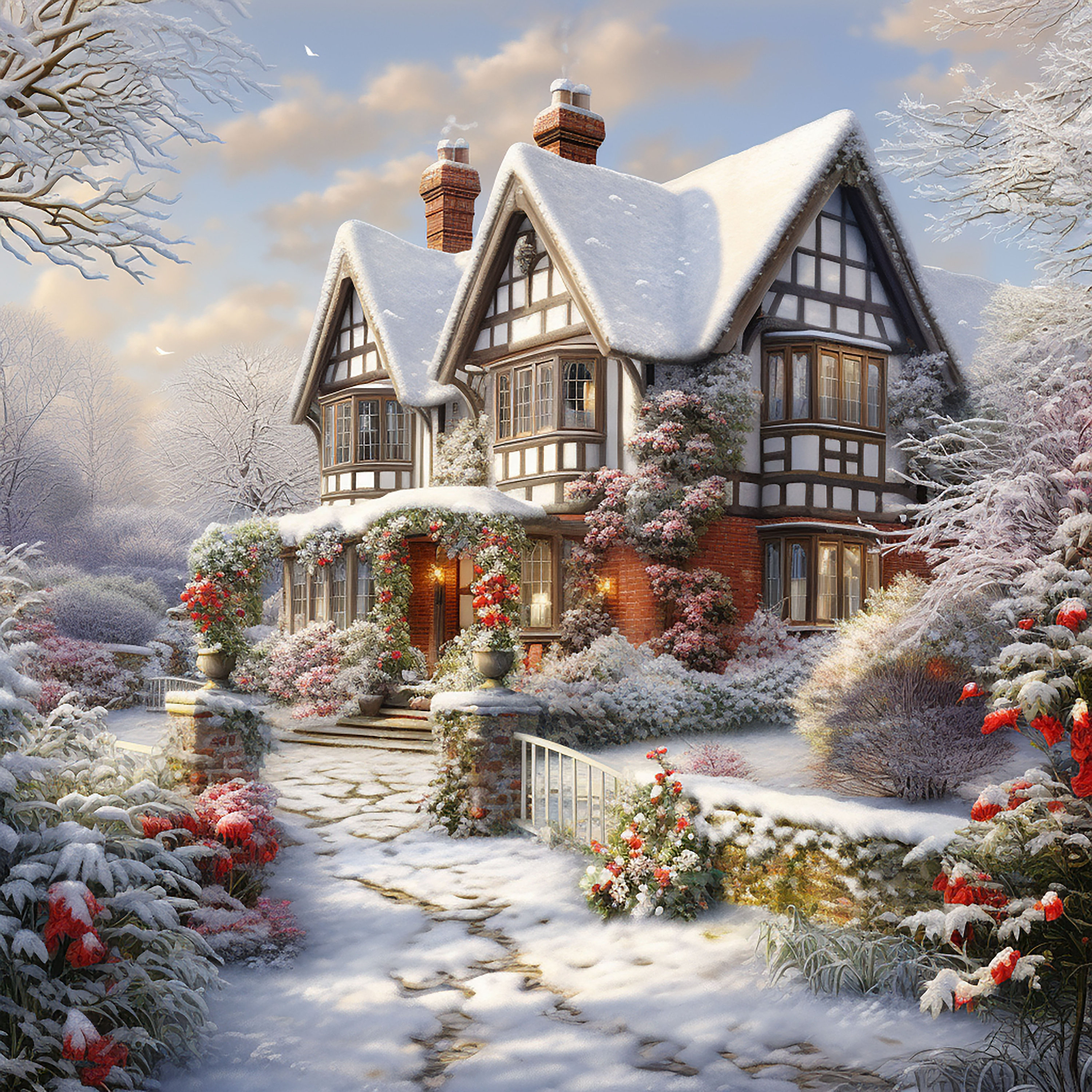 15 + Printable Watercolor Winter Landscape Digital Paper,winter ...