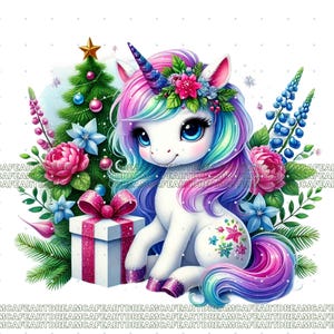 35 PNG, Christmas Unicorns Clipart Bundle, Festive Unicorn ...