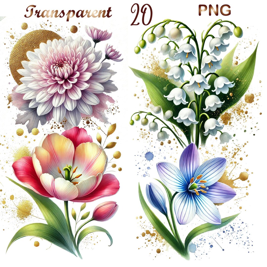 20 PNG Spring Flowers Clipart Bundle, Spring Floral Nature Images ...