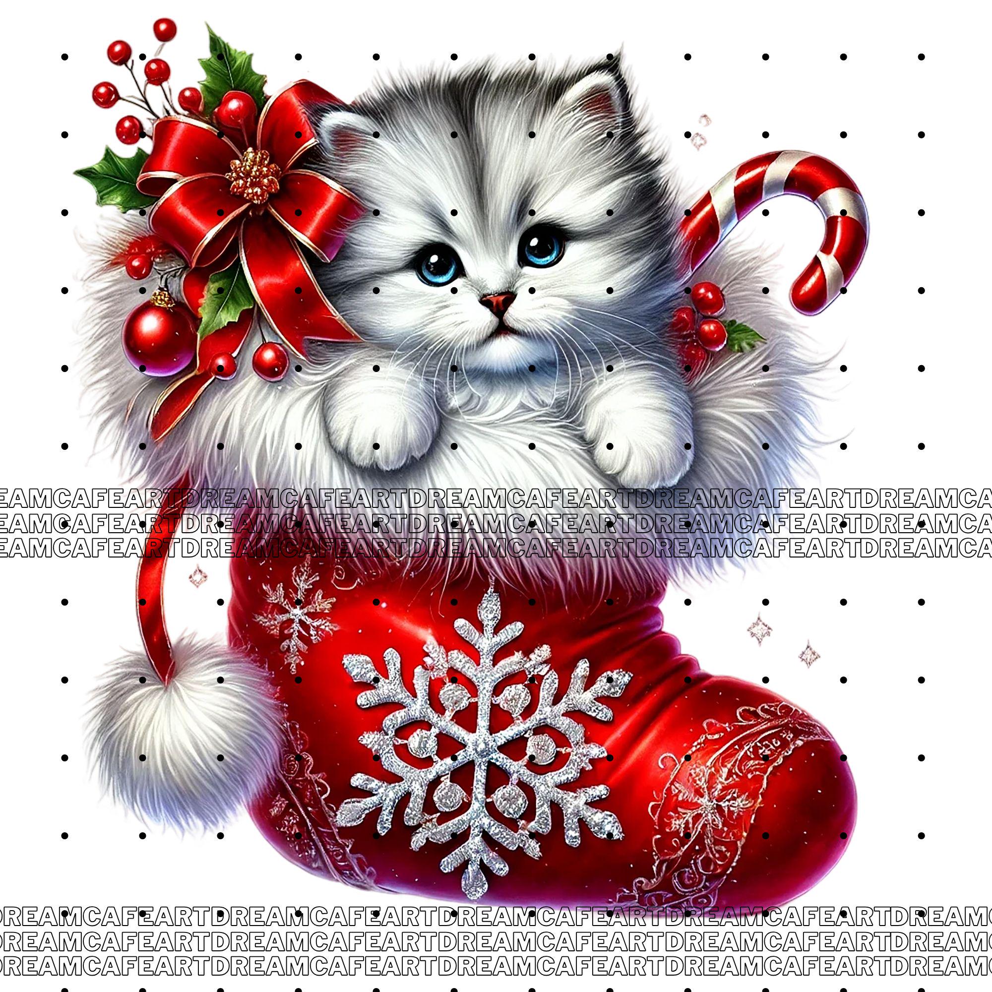 25 PNG Christmas Kitten Clipart Bundle, Set 5, Cute Christmas Cats ...