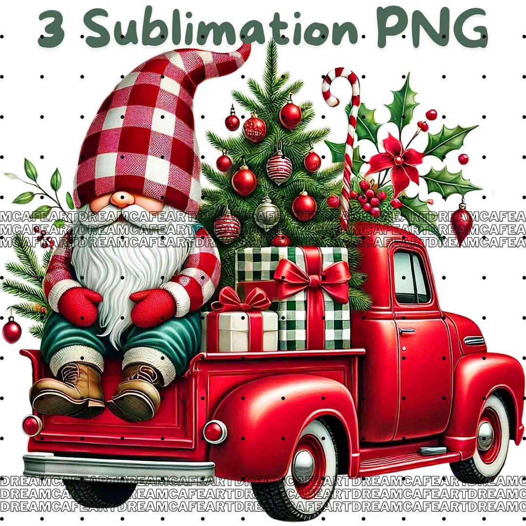 3 PNG, Christmas Gnome and Truck Clipart Bundle, Christmas Clipart ...