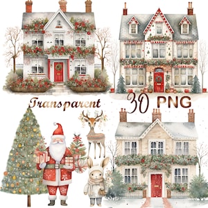 30 Christmas Hause Village Clipart Png,christmas Tree Png,digital ...