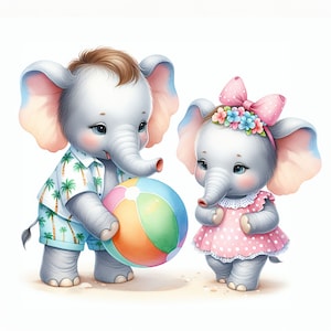 35 Jpgs Cute Elephant Clipart Bundle,baby Boy Elephant Illustration ...