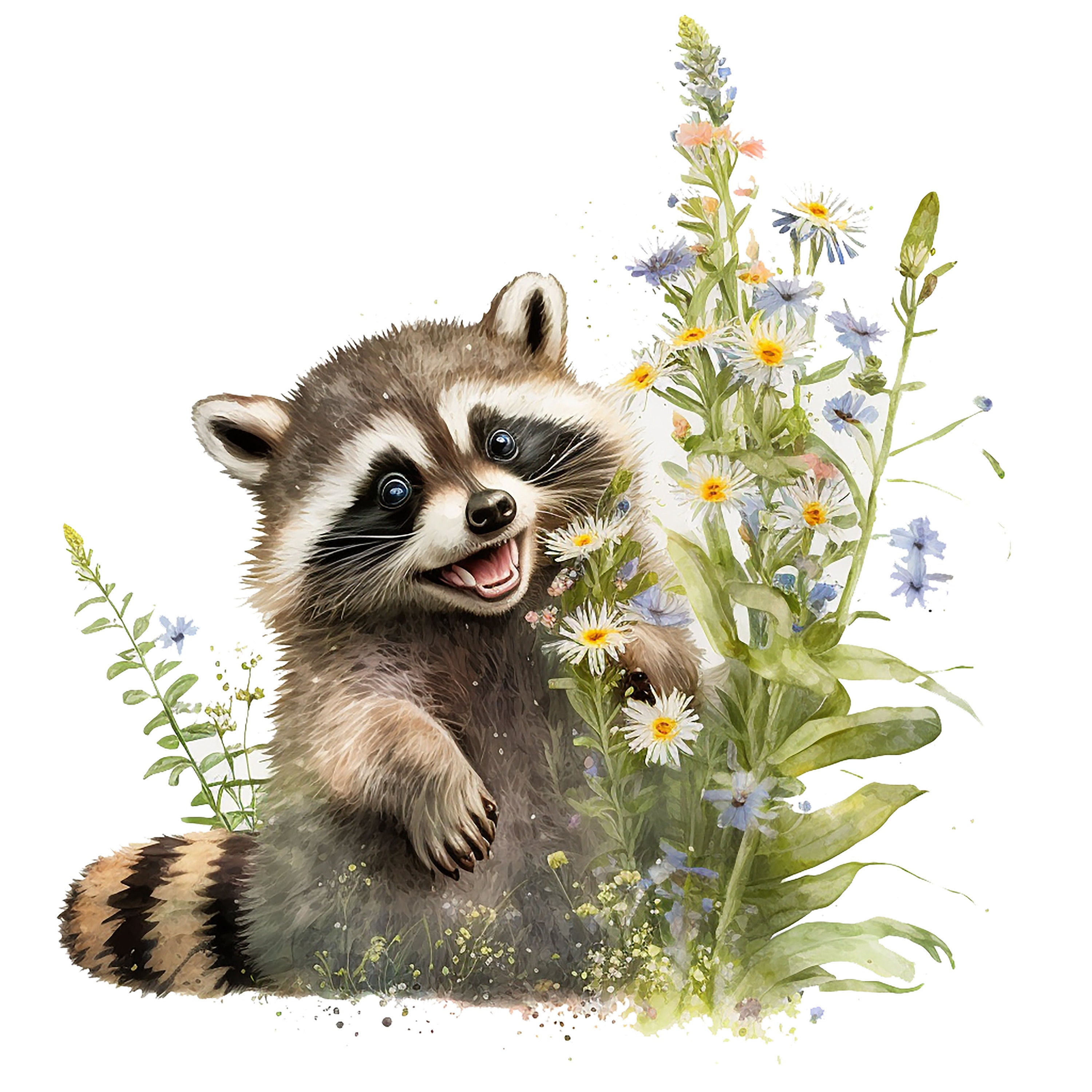 12 Raccoon Clipart, Watercolor Art, Jpgs, Commercial Use, Digital ...