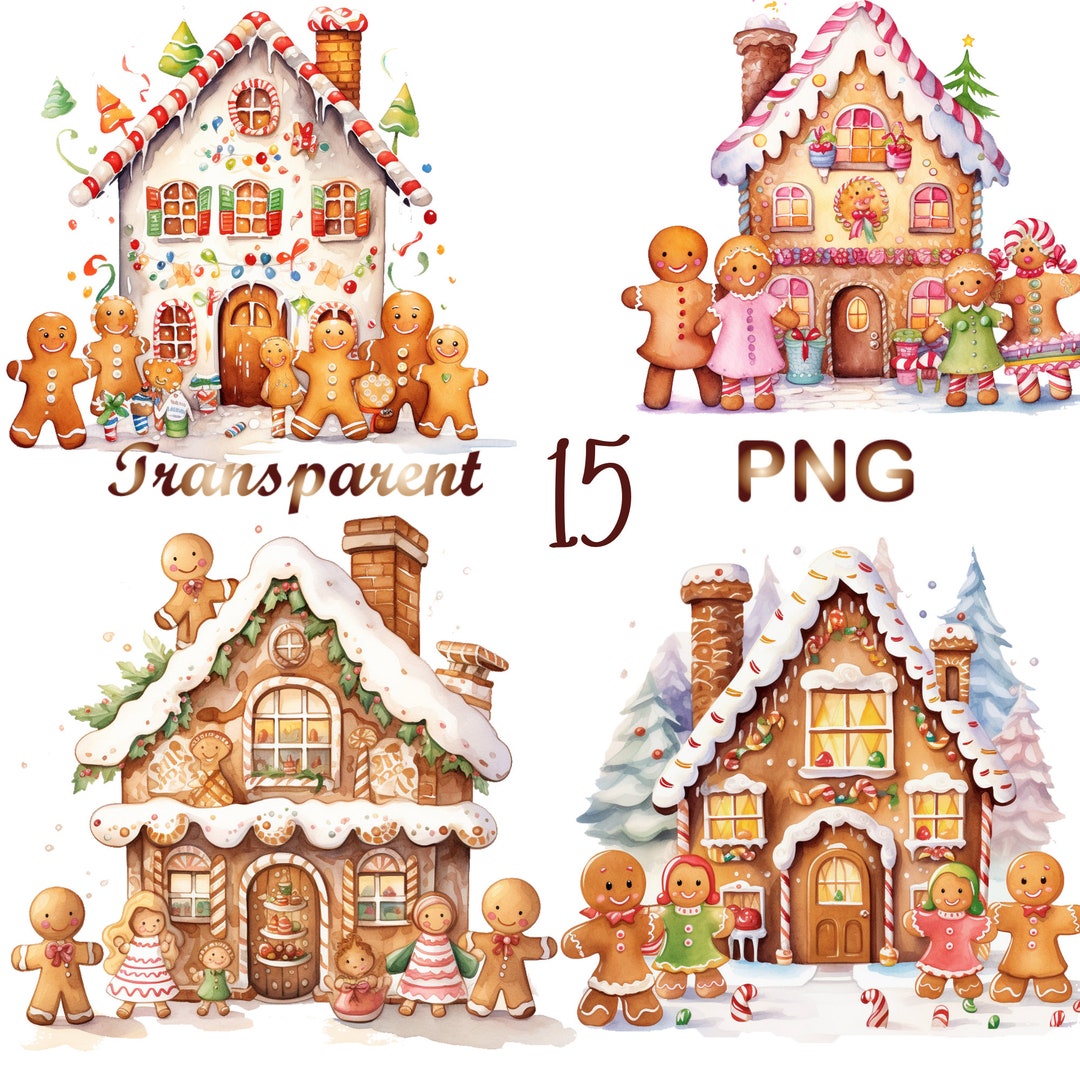 15 Gingerbread Christmas Clipart: Festive Winter PNG (digital Download ...