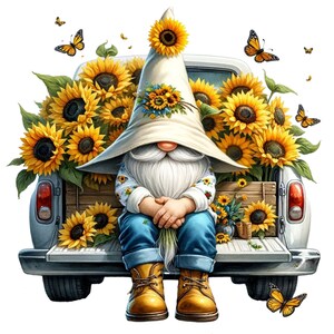 25 Png,sunflower Gnome Clipart Bundle,garden Gnome Watercolor Clipart ...