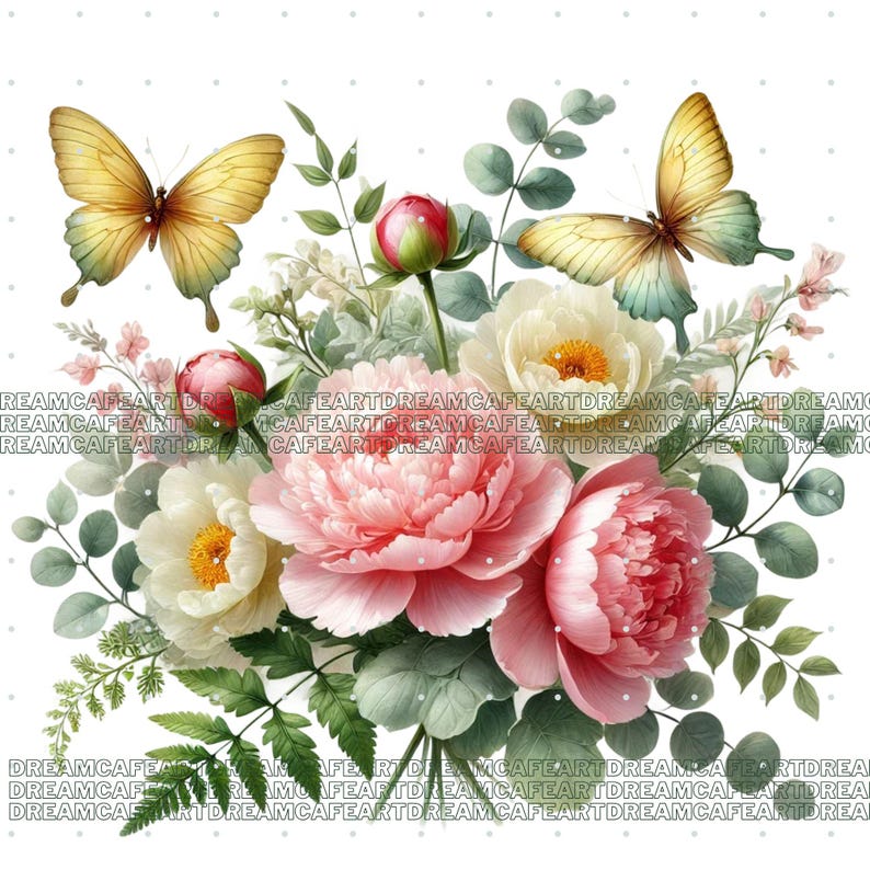 60 PNG Butterfly Gardens Clipart Bundle Set 2, Butterfly Wildflowers ...