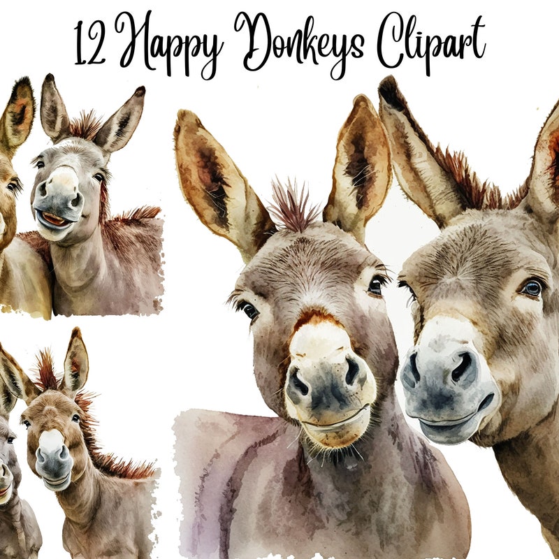 Watercolor Donkey - Etsy