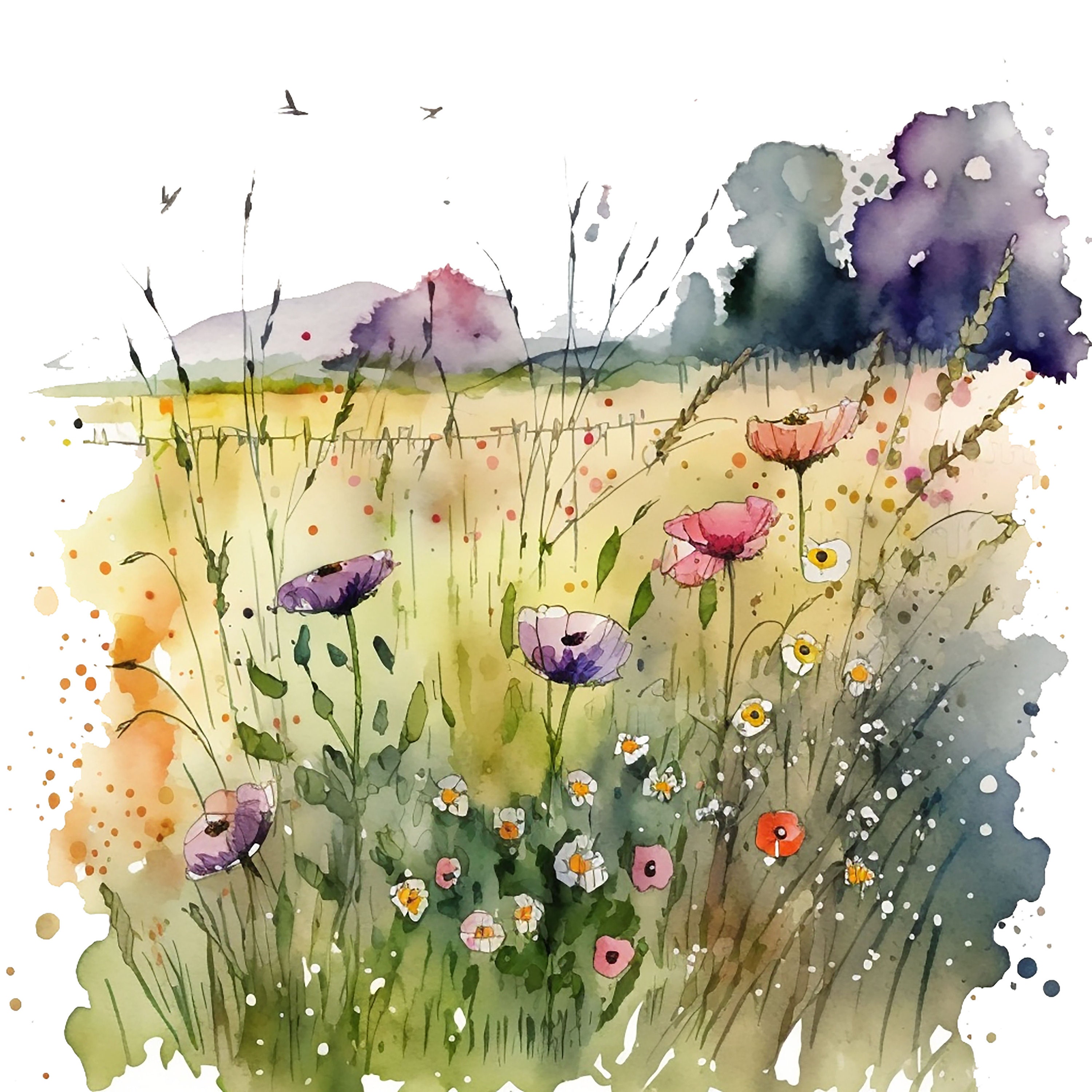 10 Wildflower Meadow Clipart Watercolor Clipartflowers - Etsy Australia