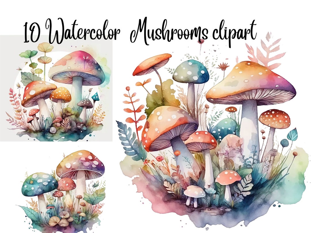 10 Watercolor Mushrooms Clipart Magic Mystical Jpgshigh - Etsy