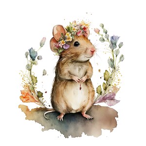 10 Flower Mouse Clipart - High Quality Jpgs - Digital Download - Card ...