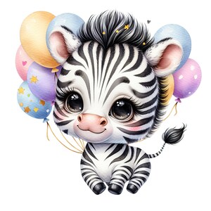 48 PNG, Watercolor Baby Zebra Clipart Bundle, Cute Zebra Clipart ...