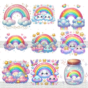 Rainbow Clipart Bundle: Floral Rainbow Graphics (PNG Digital Download ...