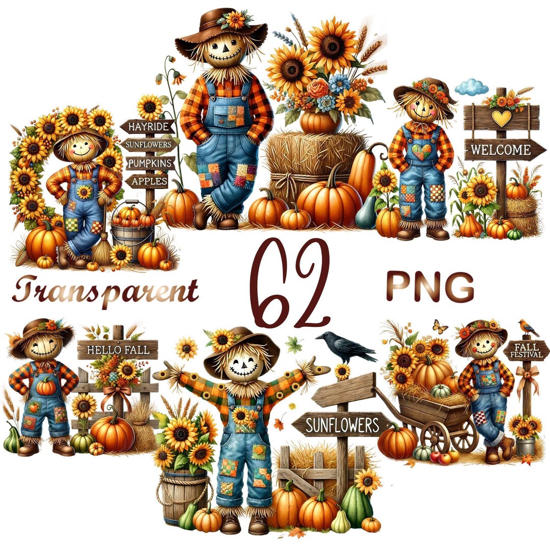 Fall Scarecrows Clipart – 62 PNG | Hello Pumpkin, Pumpkins, Autumn ...