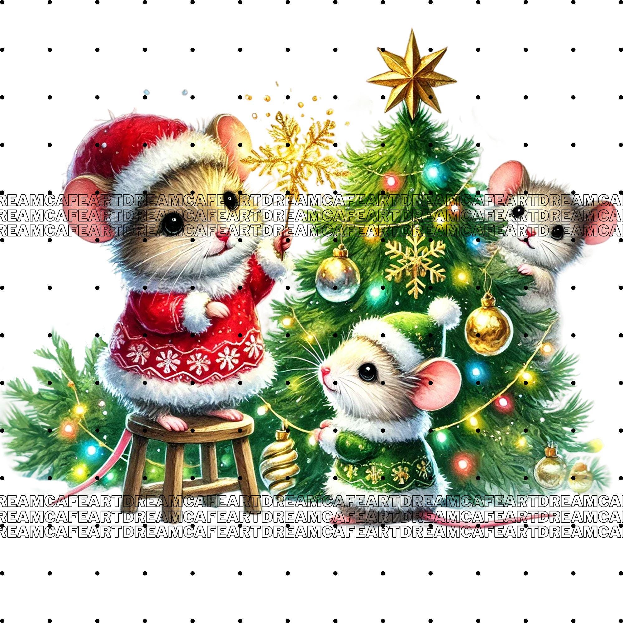 Christmas Mice Clipart Bundle 50 PNG, Holiday Mouse Graphic Design ...