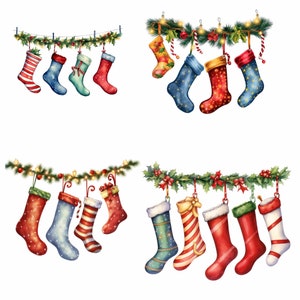 23 PNG Set 1,christmas Stockings Clipart Bundle,christmas Illustrations ...