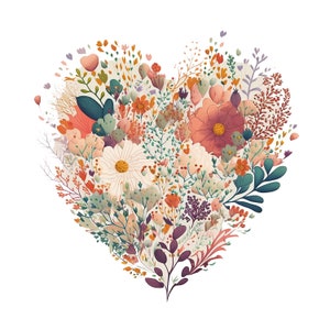 10 Boho Hearts Clipart, Floral Clipart, Jpgs, Commercial Use, Digital ...