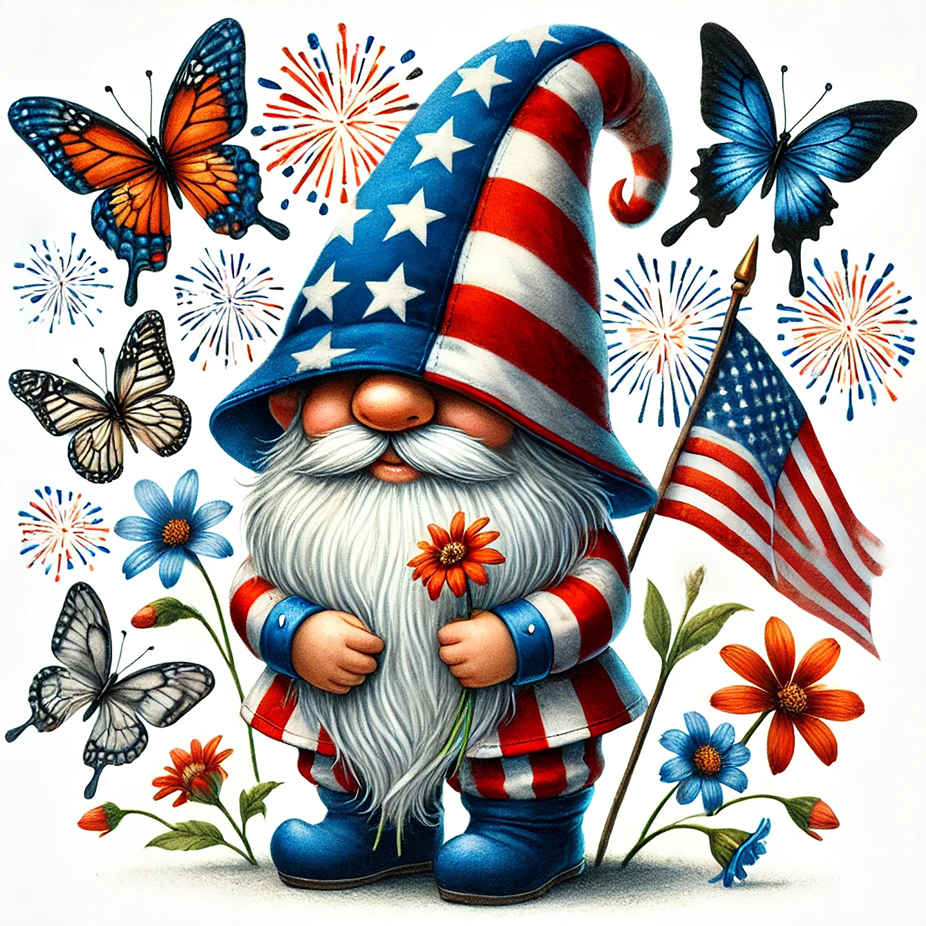 12 PNG and JPG, Patriotic Gnome Clipart Bundle. American Pride, 4th of ...
